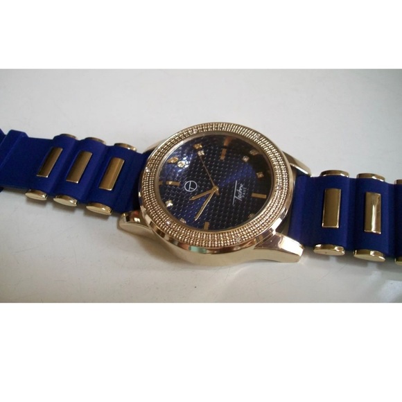 Techno Pave | Accessories | Mens Techno Pave Bluegold Finish Silicone ...